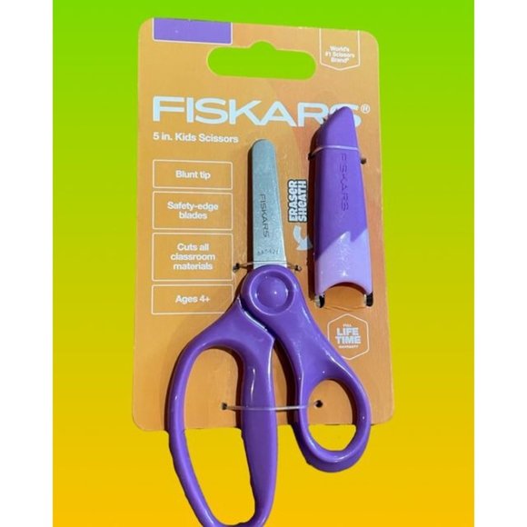 Fiskars | Other | Fiskars 5 Kids Scissors W Eraser Sheath Purple | Poshmark